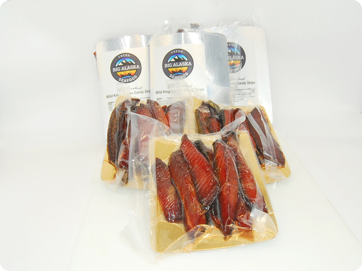 Wild King Salmon Candy Strips (Vac-Packed) – Big Alaska Seafood